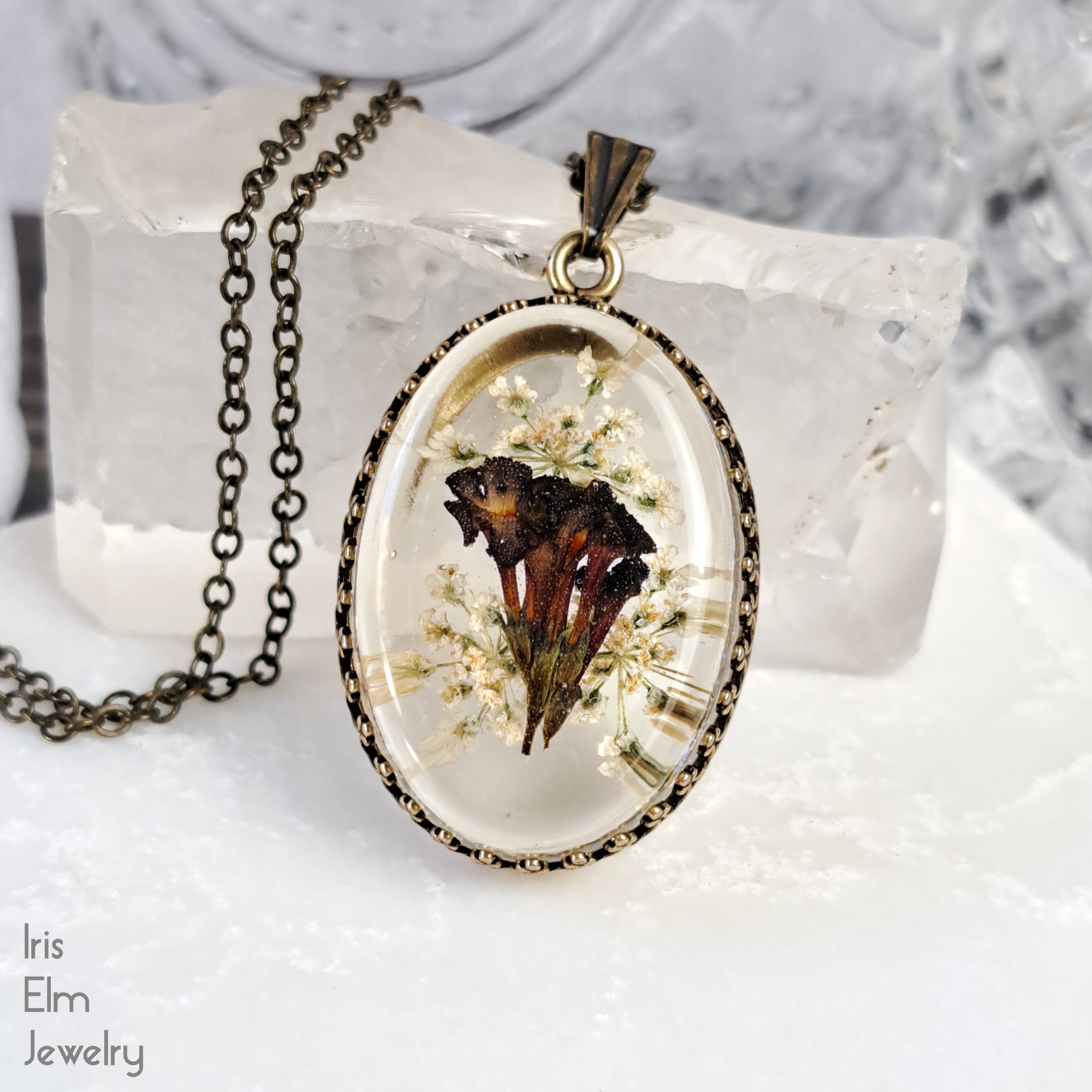 Dark Purple Wildflower Resin Pendant Necklace | Pressed Minnesota ...